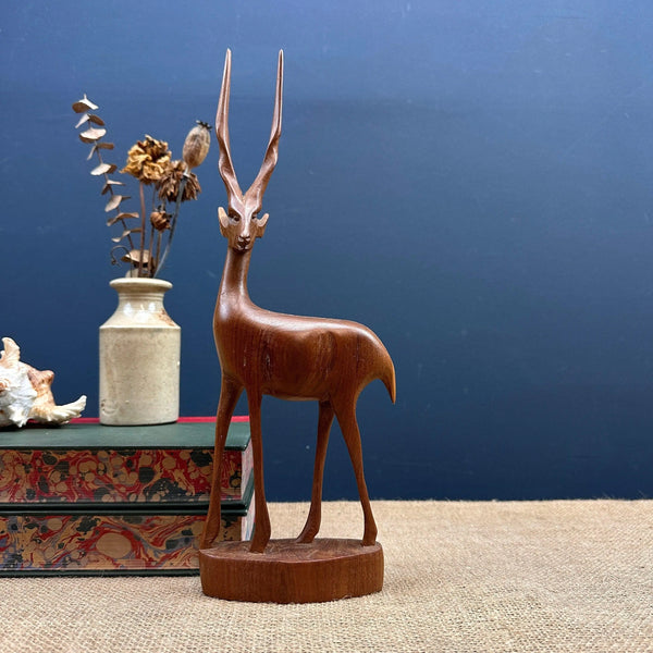 Mid Century Carved Wooden Large Antelope Figure – The Blind Mole