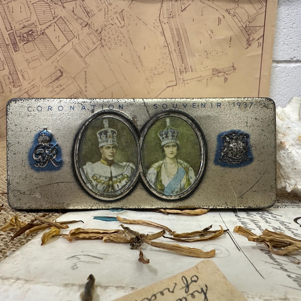 Antique Commemorative Coronation Tin 1937 George VI & Elizabeth ...
